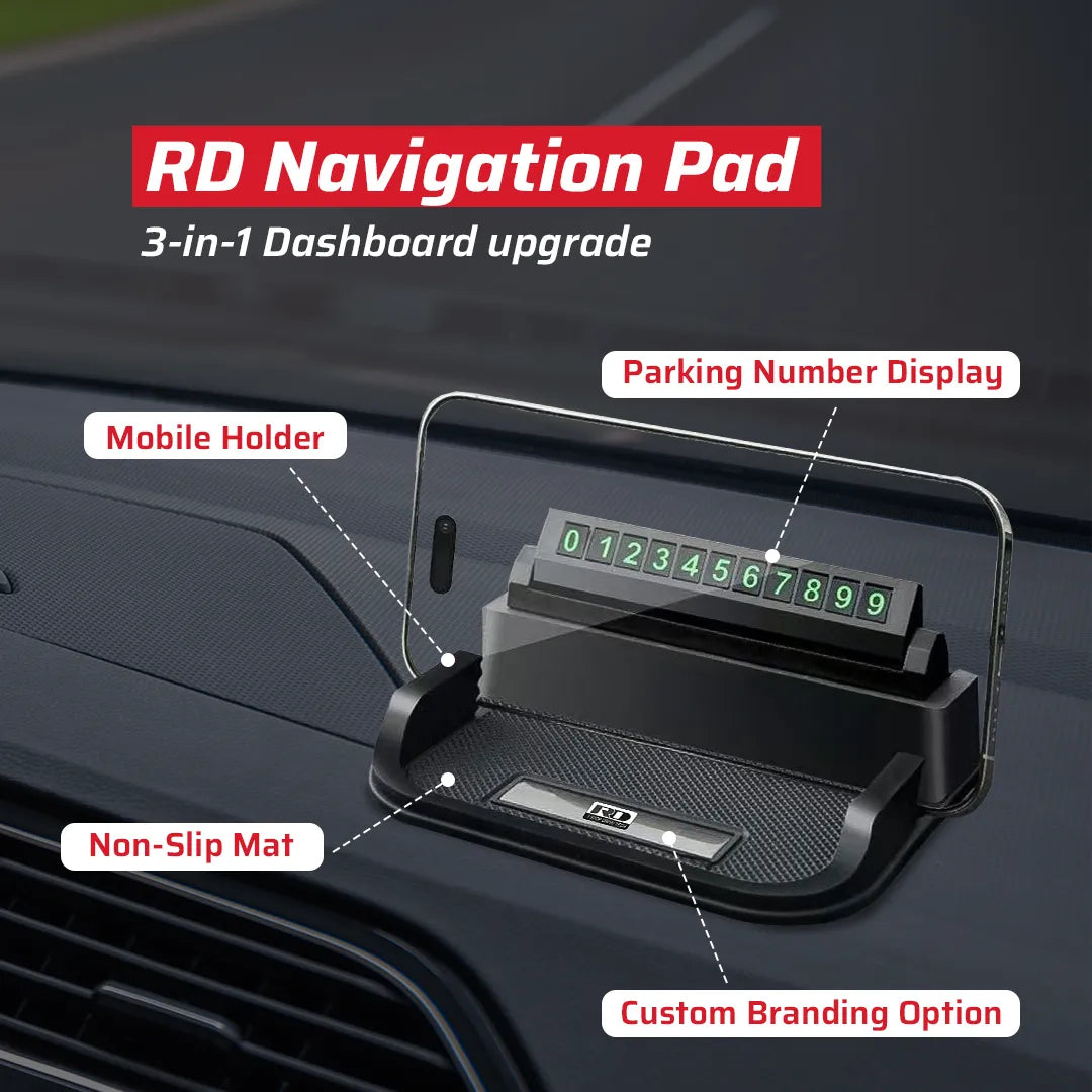 RD Navigation Pad – Mobile Holder with Parking Number & Non-Slip Mat ...